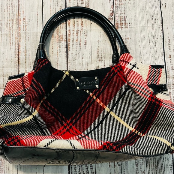 kate spade | Bags | Kate Spade New York Stevie Check Wool Bag Handbag ...